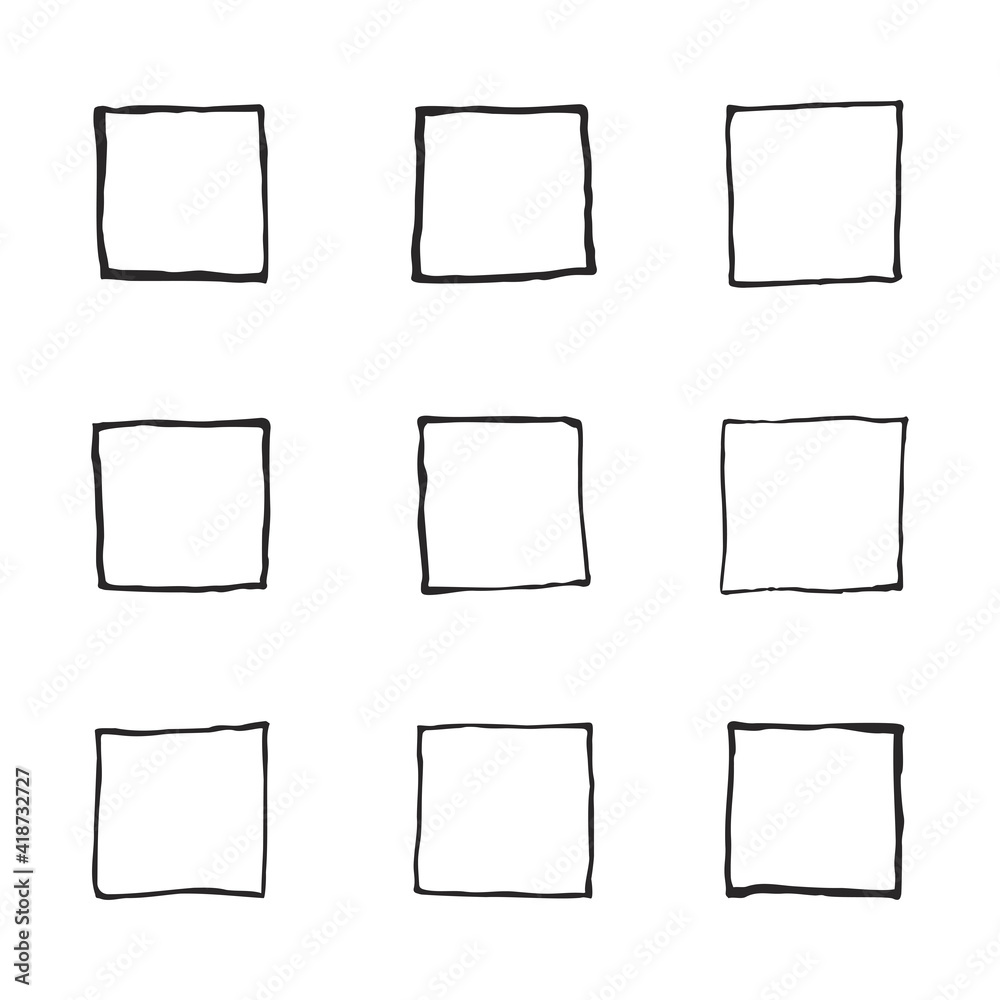 Vector illustration of squares set. 9 shapes isolated on white ...