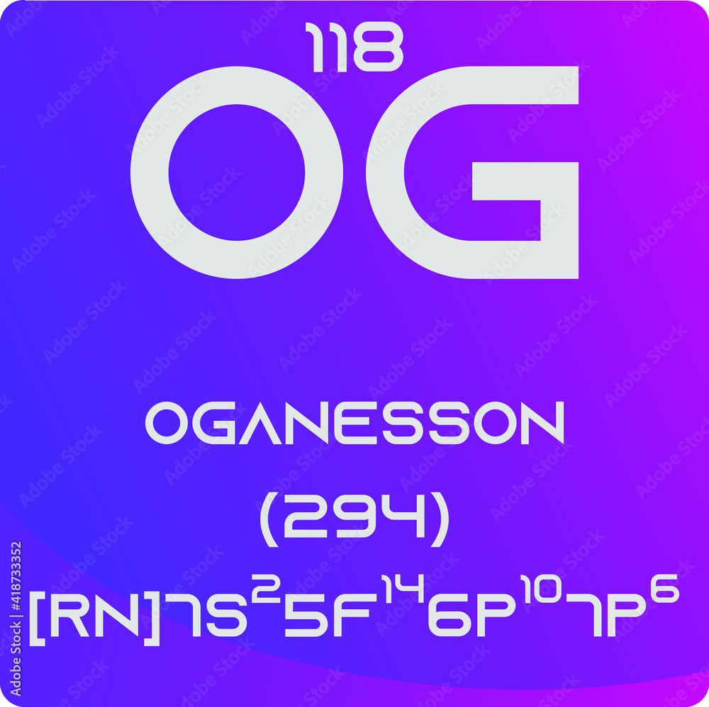 Oganesson Og Chemical Element vector illustration diagram, with atomic ...
