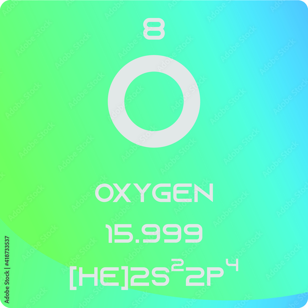Oxygen O Non reactive metal Chemical Element vector illustration ...