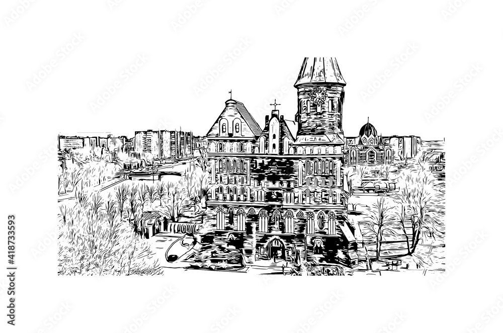 Building view with landmark of Kaliningrad is the capital of the Russia ...