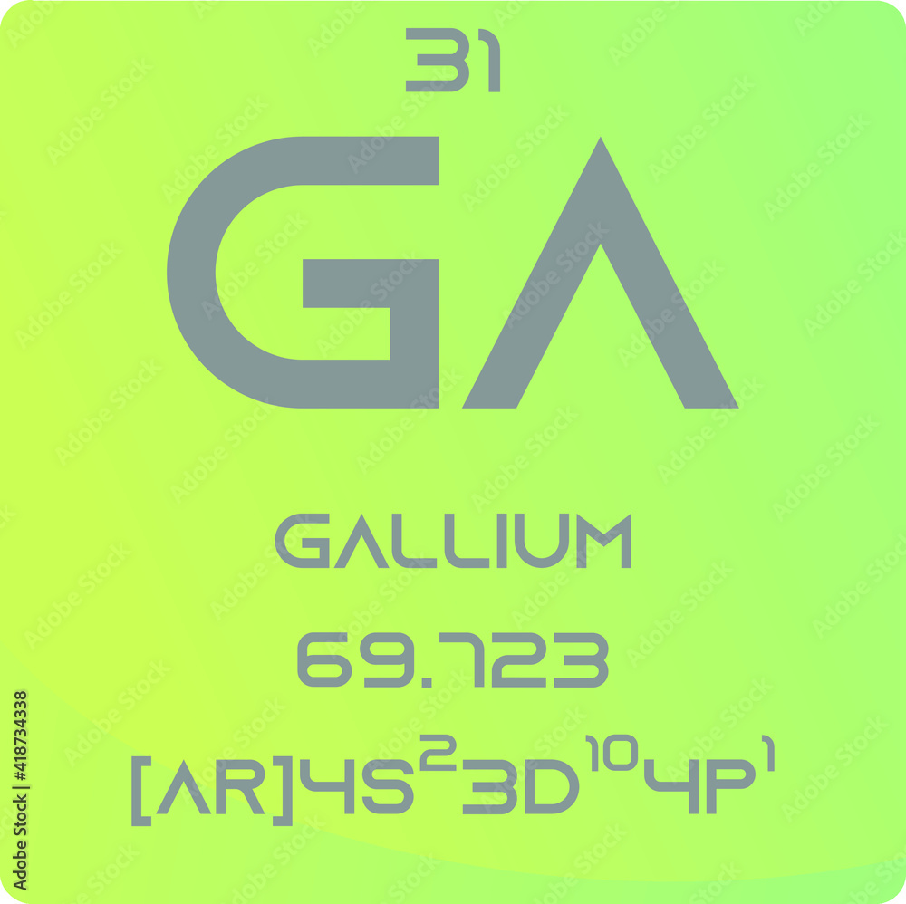 Gallium Ga Post transition metal Chemical Element vector illustration ...