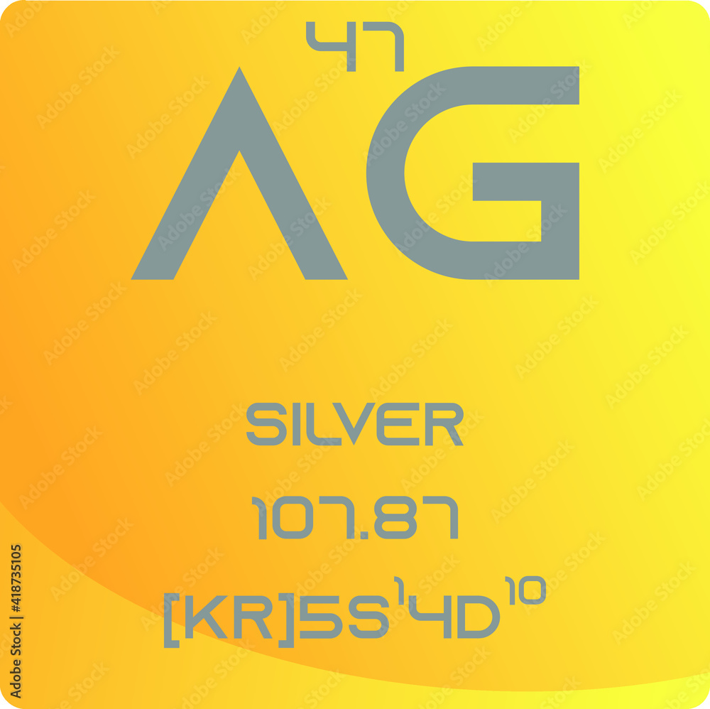 Silver Ag Transition metal Chemical Element vector illustration diagram ...