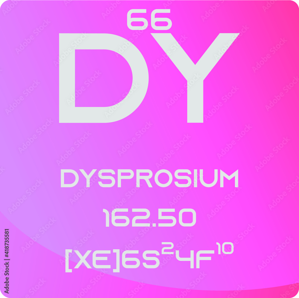 Dysprosium Dy Lanthanide Chemical Element vector illustration diagram ...