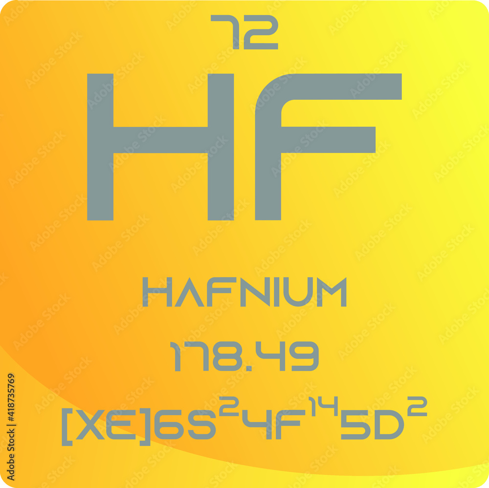 Hafnium Hf Transition metal Chemical Element vector illustration ...