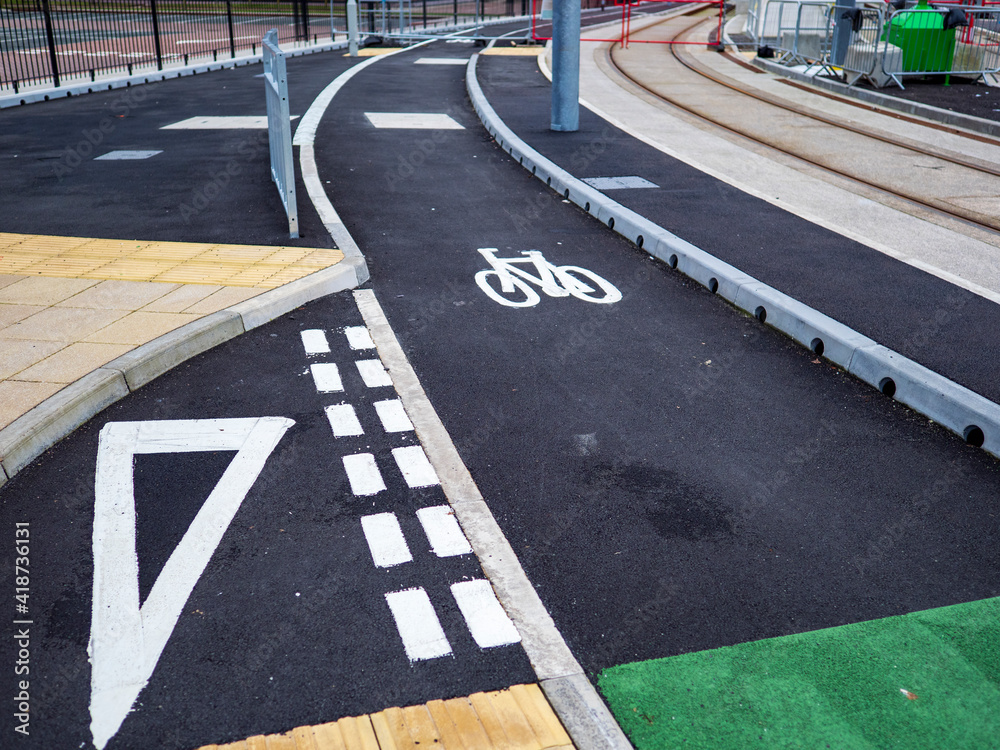 cycle lane and road markings Stock Photo | Adobe Stock