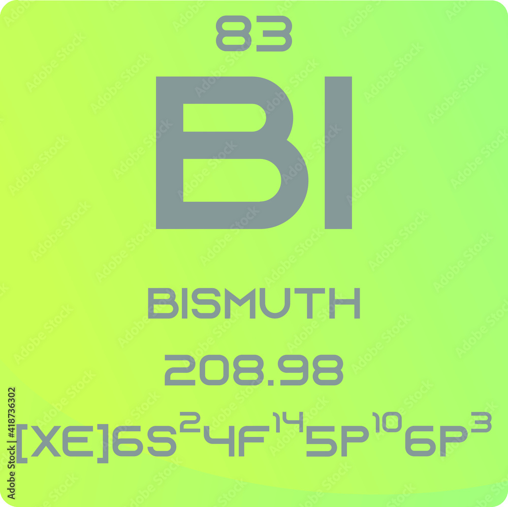 Bismuth Bi Post transition metal Chemical Element vector illustration ...