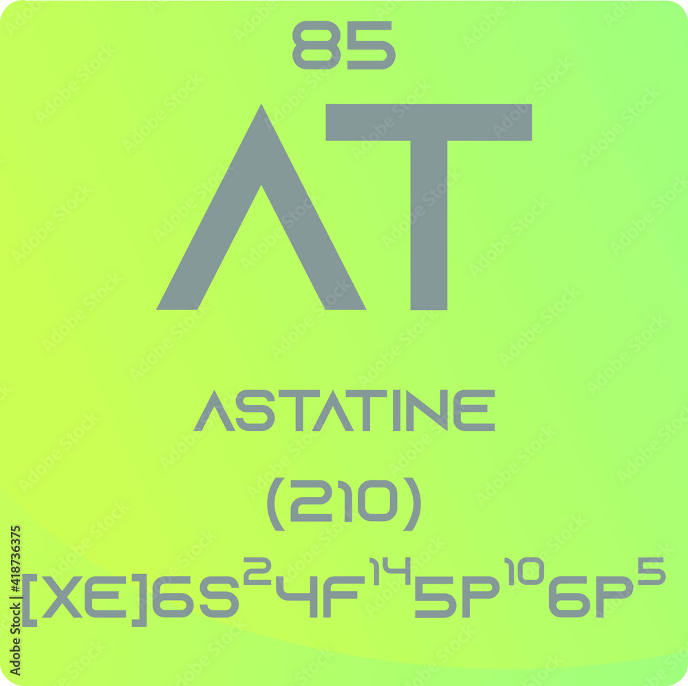 Astatine At Halogen Chemical Element vector illustration diagram, with ...