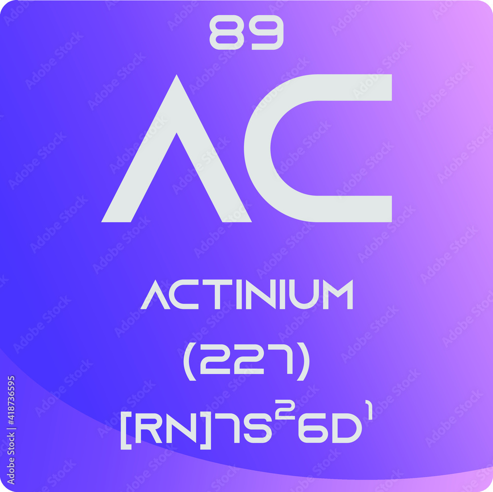 Actinium Ac Actinoid Chemical Element vector illustration diagram, with ...