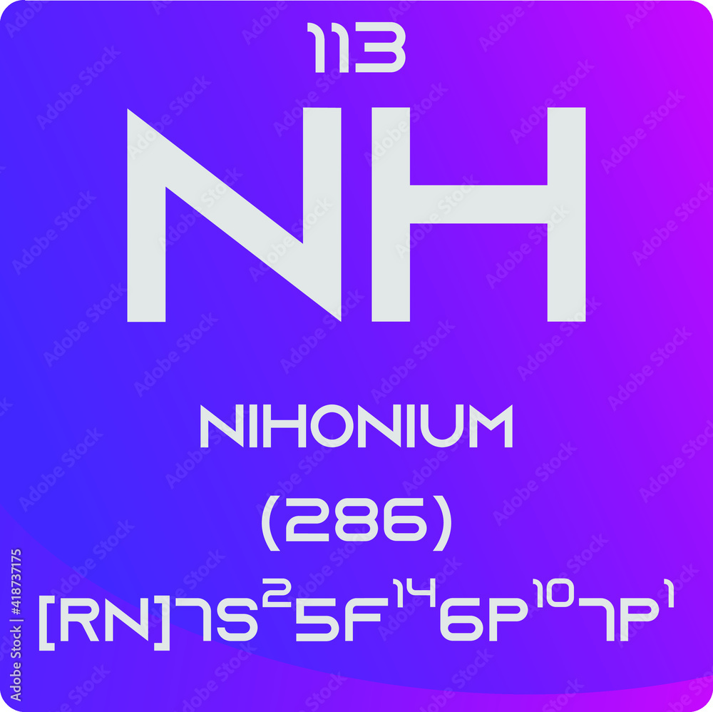 Nihonium Nh Chemical Element vector illustration diagram, with atomic ...