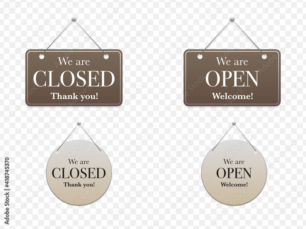 Set of open and closed sign store isolated on transparent background ...