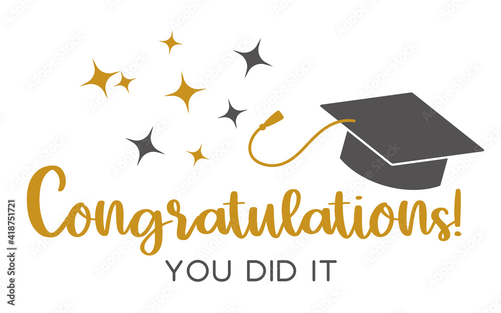 Graduation congratulations at school, university or college. Trendy ...