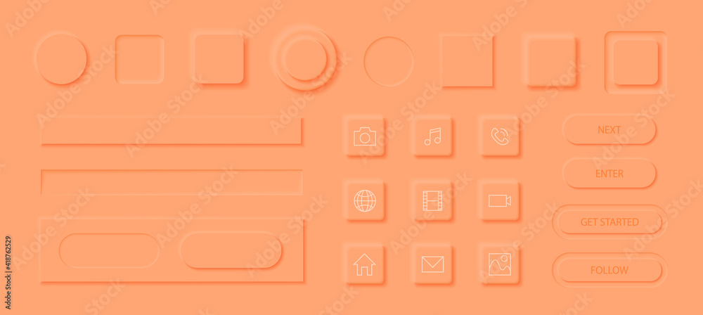 Vetor de Neumorphism style elements vector set. Modern website or ...