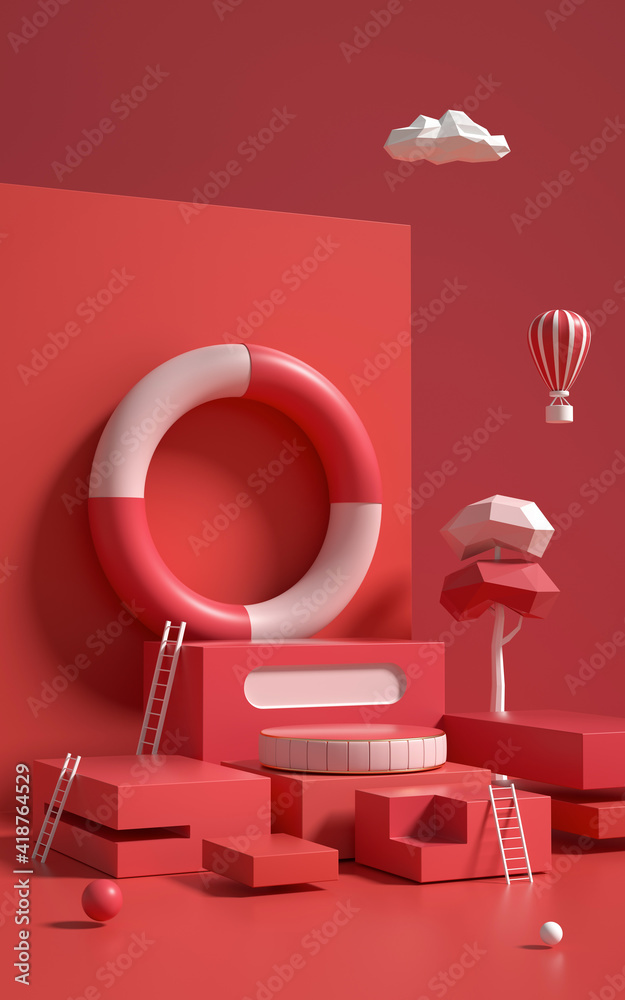 Still life creative map of 3D simulation scene Stock Illustration ...