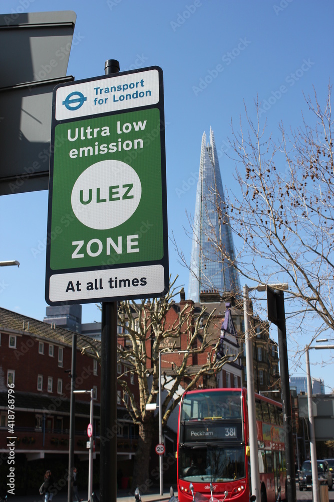 ULEZ stock footage London, UK - April 9 2019: ULEZ (Ultra low emission ...