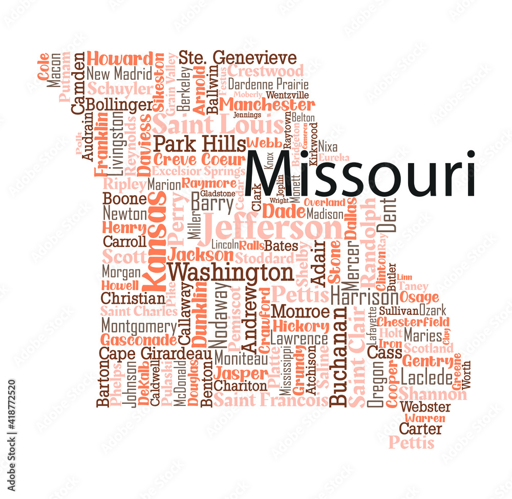Word cloud map design includes all Counties, Cities, Municipalities in ...