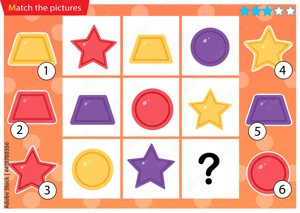 What item are missing? Geometric shapes. Logic puzzle game for kids ...