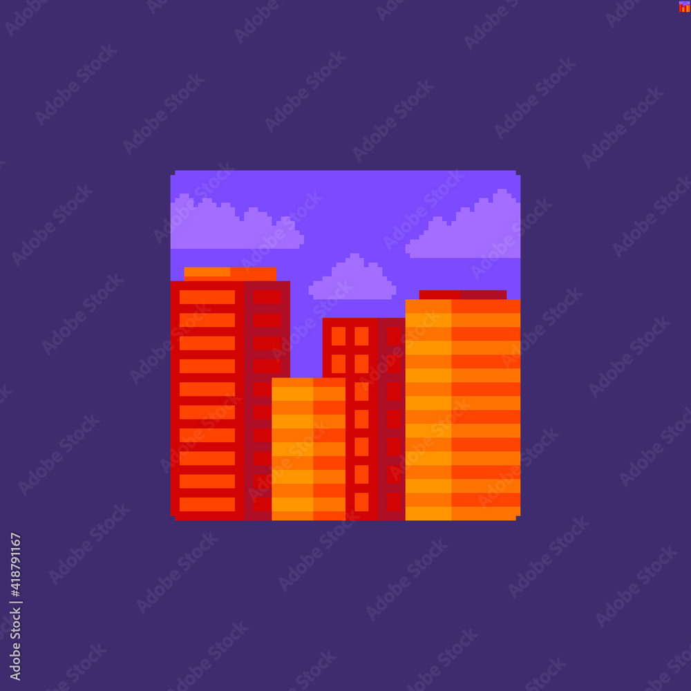 Pixel art city Stock Vector | Adobe Stock