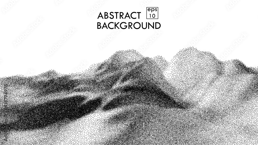 Dot stipple landscape mountains. Vector landscape in dotwork style ...