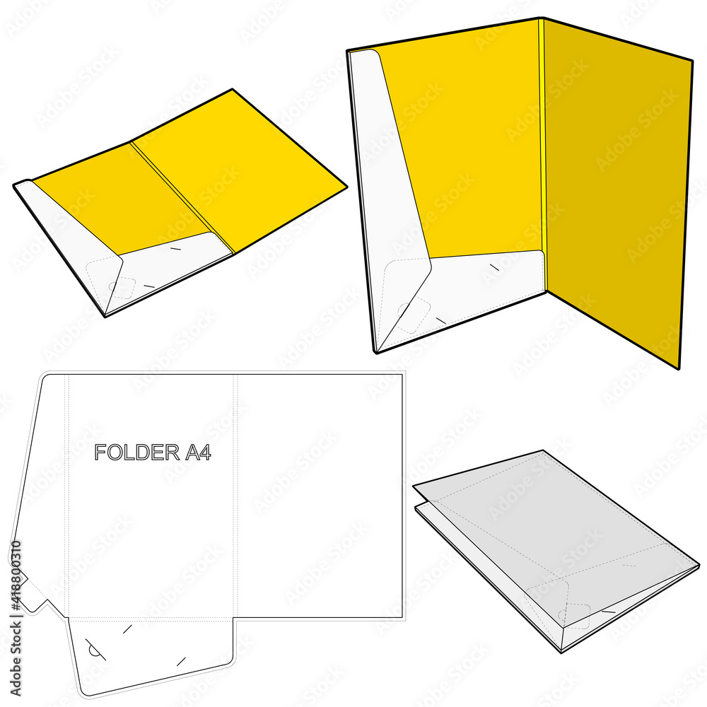 Folder with gusset 6 millimeter and Die-cut Pattern. The .eps file is ...