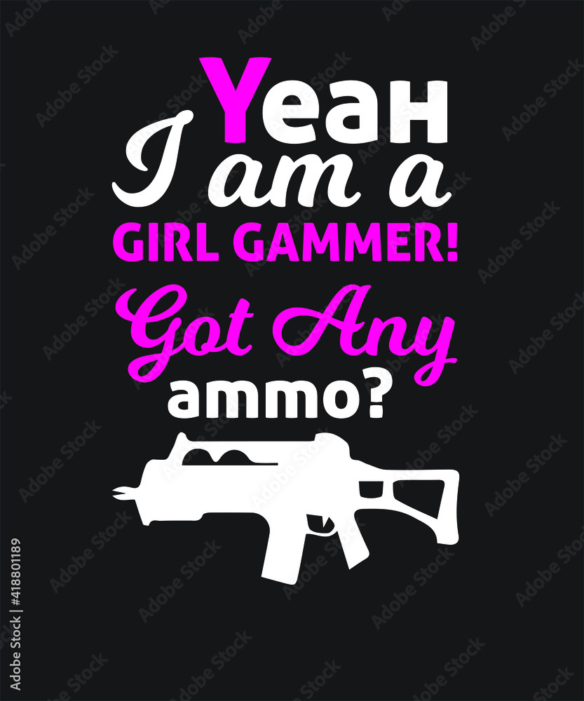 Gamer girl graphic design custom typography vector for t-shirt, banner ...