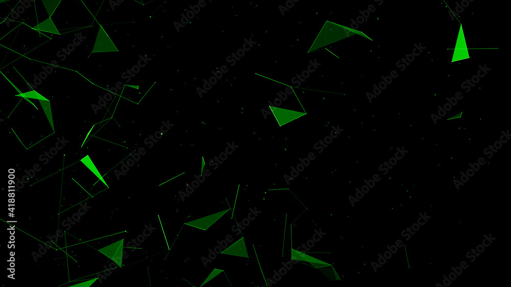 Green blurred abstract plexus particle effect background. Mess ...