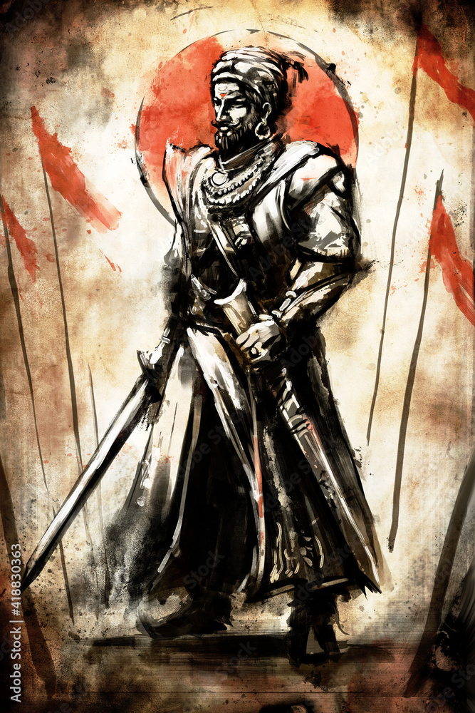 portrait in the style of a traditional ink picture, it shows a ...