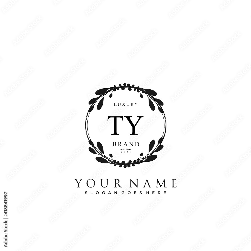 Initial TY beauty monogram and elegant logo design, handwriting logo of ...