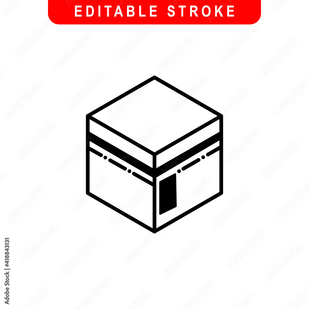 Kaaba Outline Icon. Kaaba Line Art Logo. Vector Illustration. Isolated ...