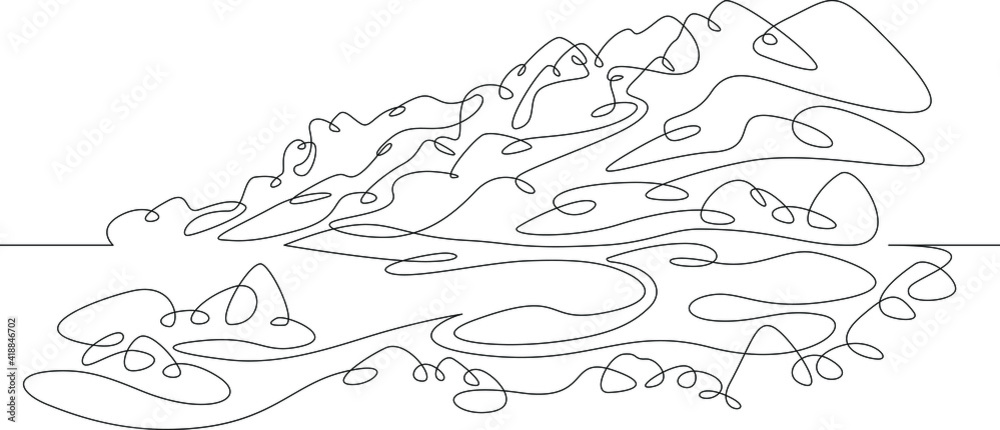 Coastal landscape. Rocks and mountains by the sea. Panoramic view of ...