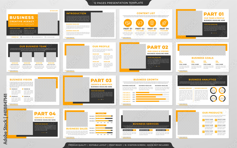 multipurpose presentation template design with clean style and modern ...