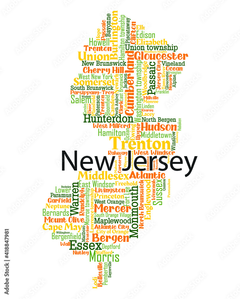Word cloud map design includes all Counties, Cities, Municipalities in ...