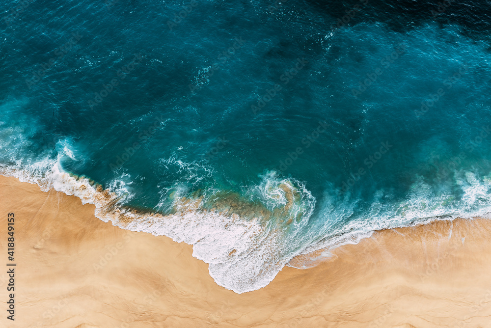 Wild beach with a beautiful clear ocean. Ocean from a bird's eye view ...