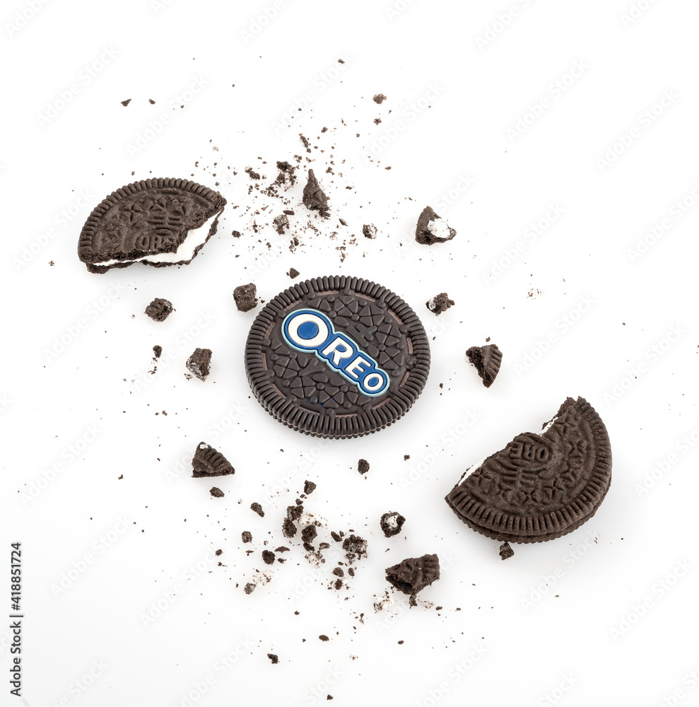 ROSTOV ON DON, RUSSIA-February 25, 2021 - Oreo cookies with crumbs on a ...