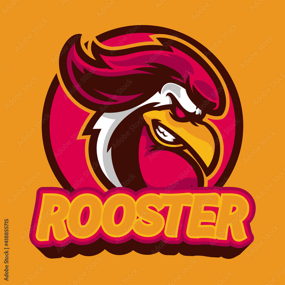 Rooster mascot e-sport logo design. Chicken rooster head mascot. Emblem ...