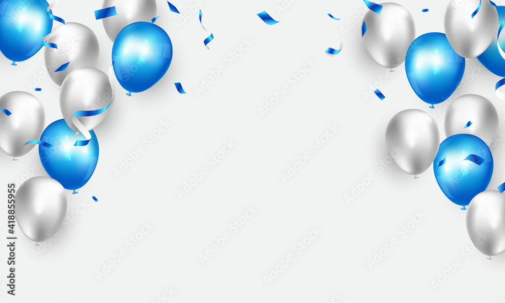 Celebration party banner with Blue color balloons background. Sale ...