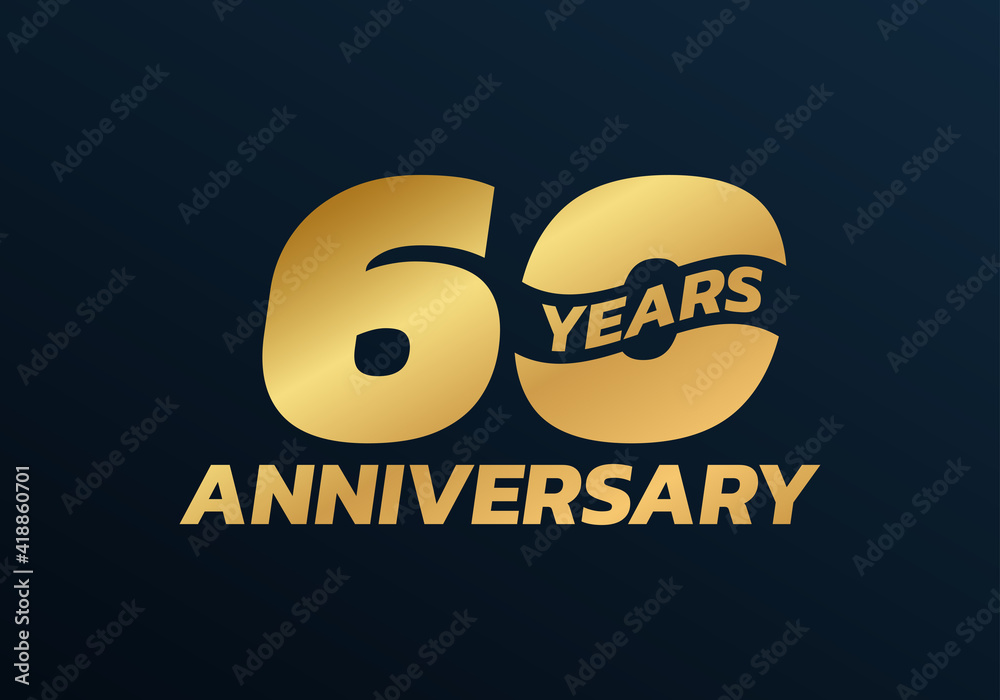 60 years anniversary logo design. 60th birthday celebration icon or ...