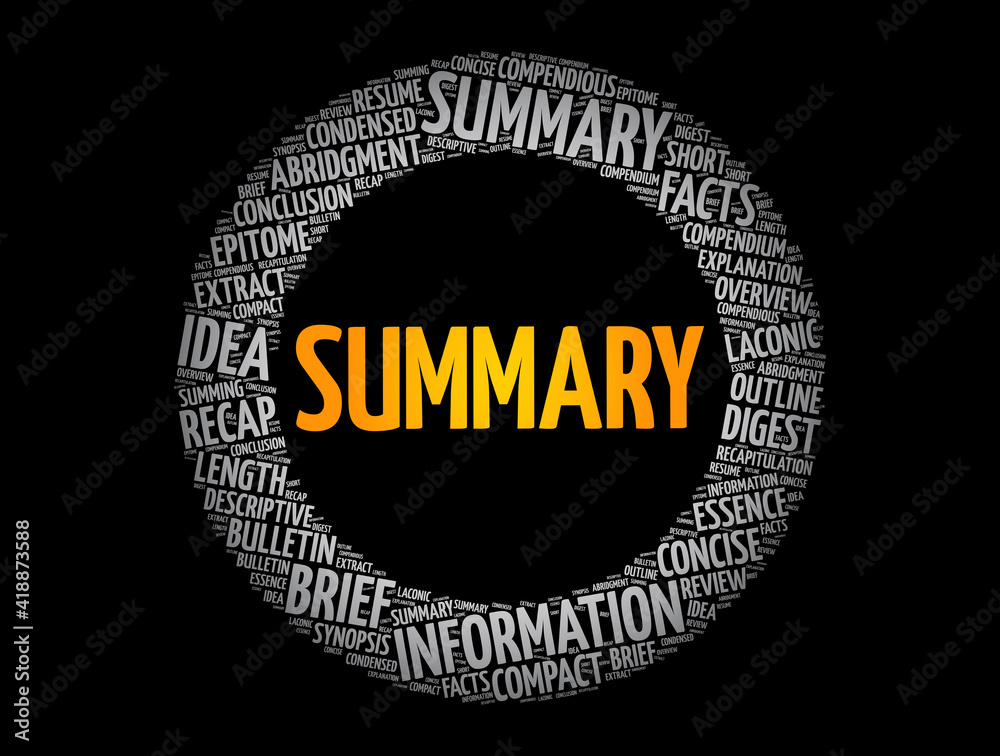 Summary word cloud collage, business concept background Stock Vector ...