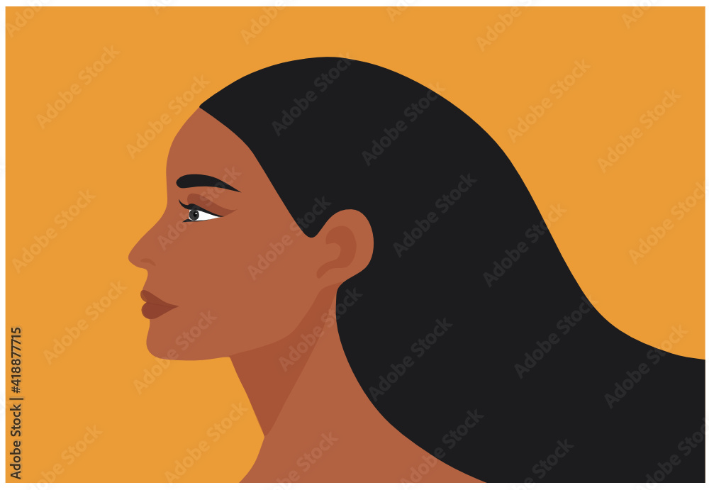 Beautiful african woman side view face vector illustration. Stock ...