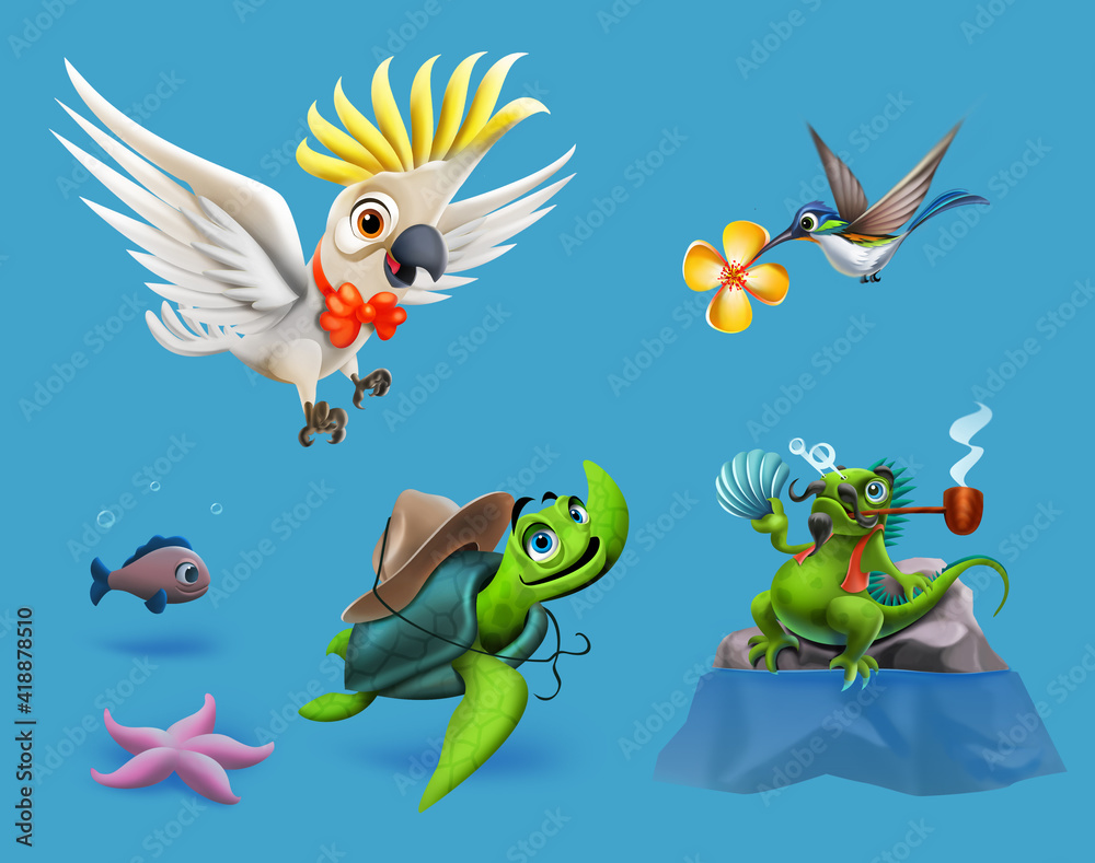 High quality 3D freehand illustration the magical world of animals ...