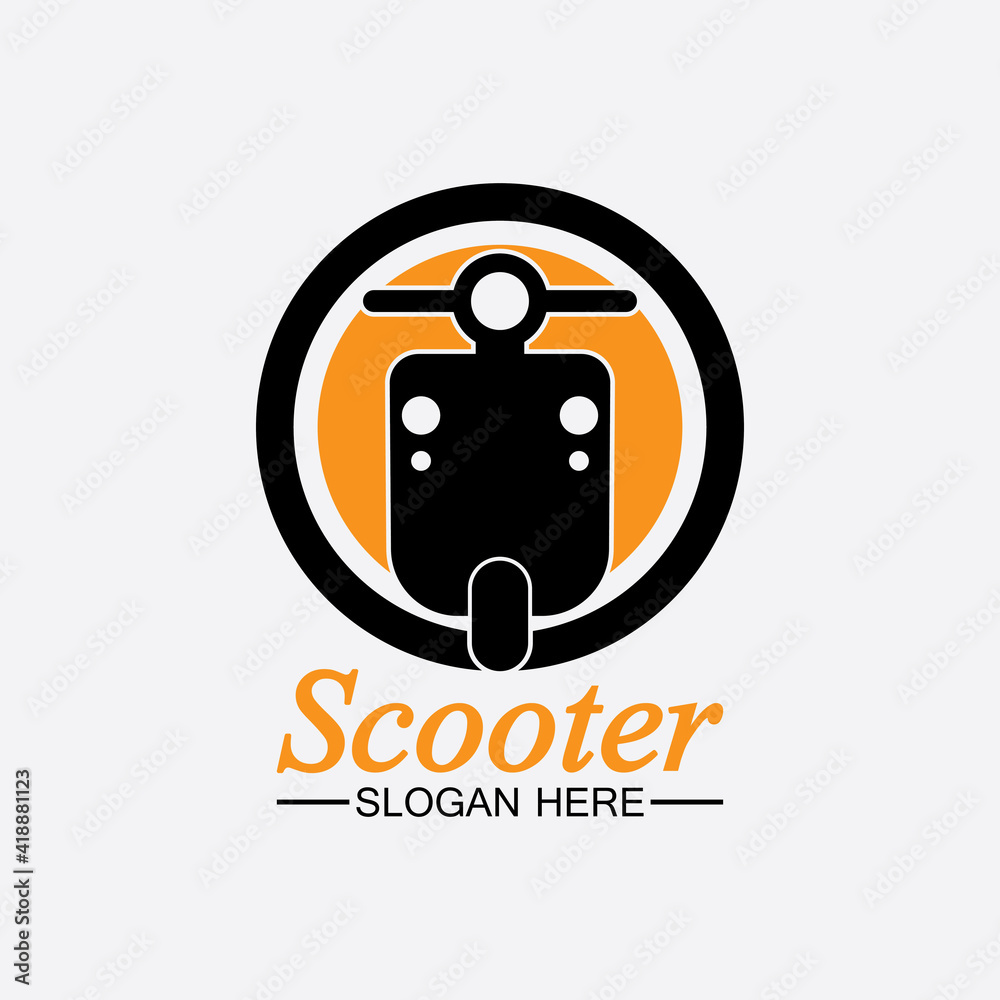 Moped scooter logo vector icon illustration design template.Retro bikes ...