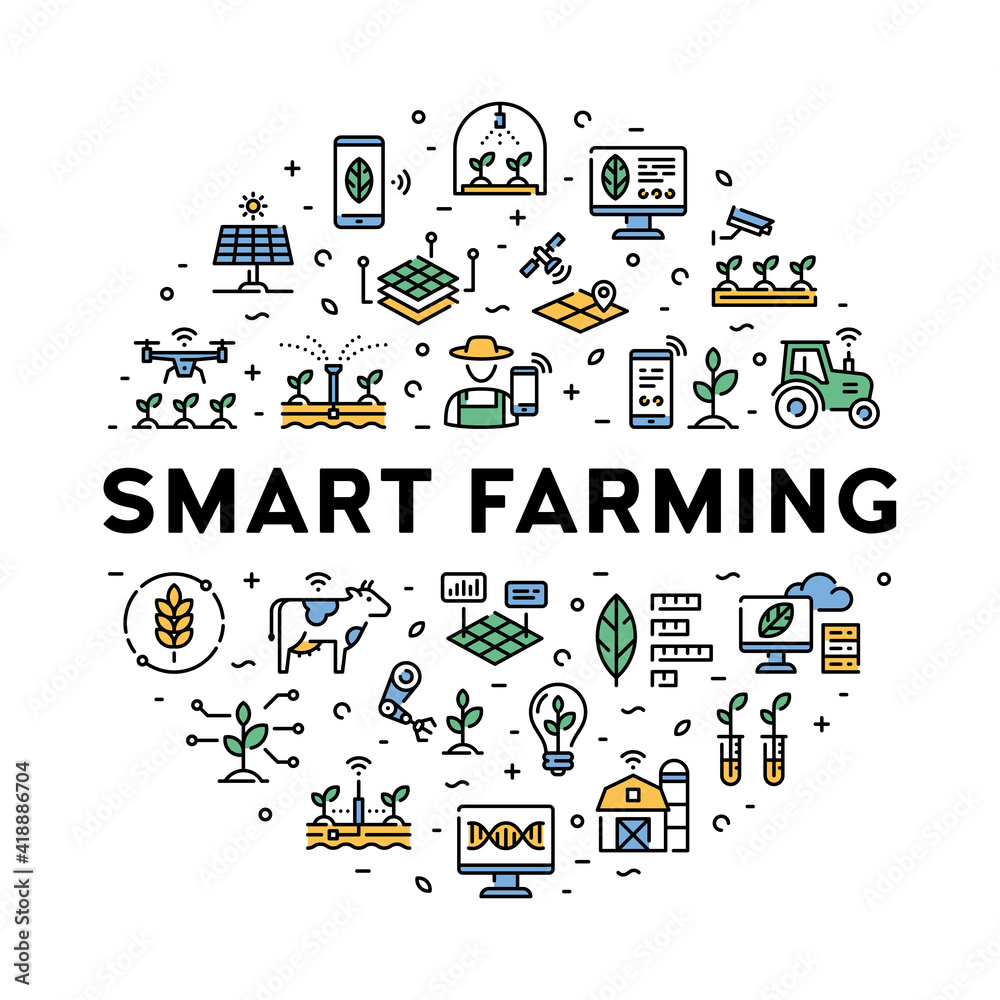 Vector Smart Farm Agriculture Icon Set Stock Vector | Adobe Stock