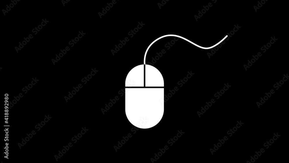 white computer mouse icon appears and disappears on a black background ...