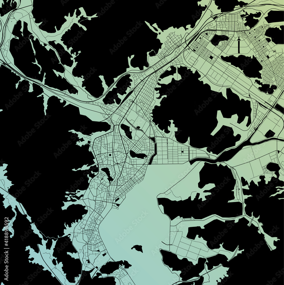Changwon, Gyeongsangnam-do, South Korea (KOR) - Urban vector city map ...