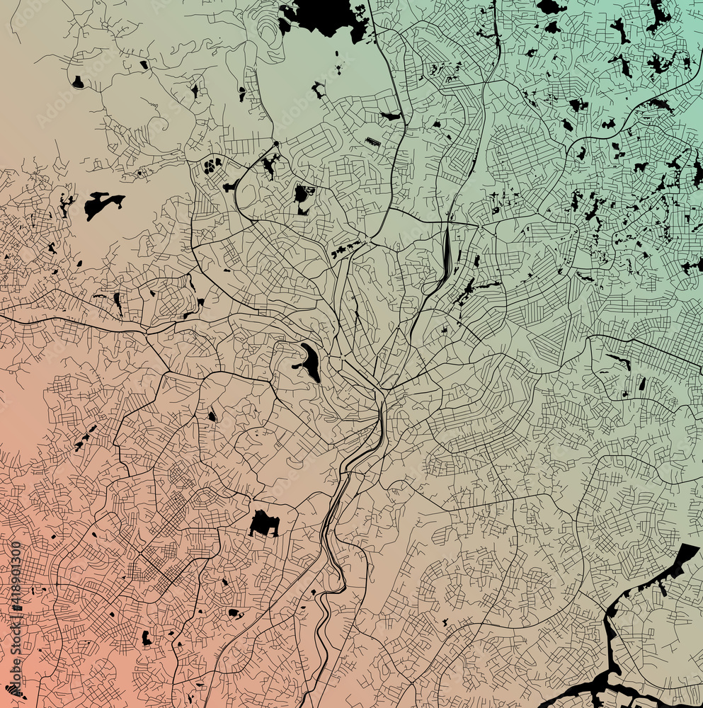 Yaounde, Centre, Cameroon (CMR) - Urban vector city map with parks ...