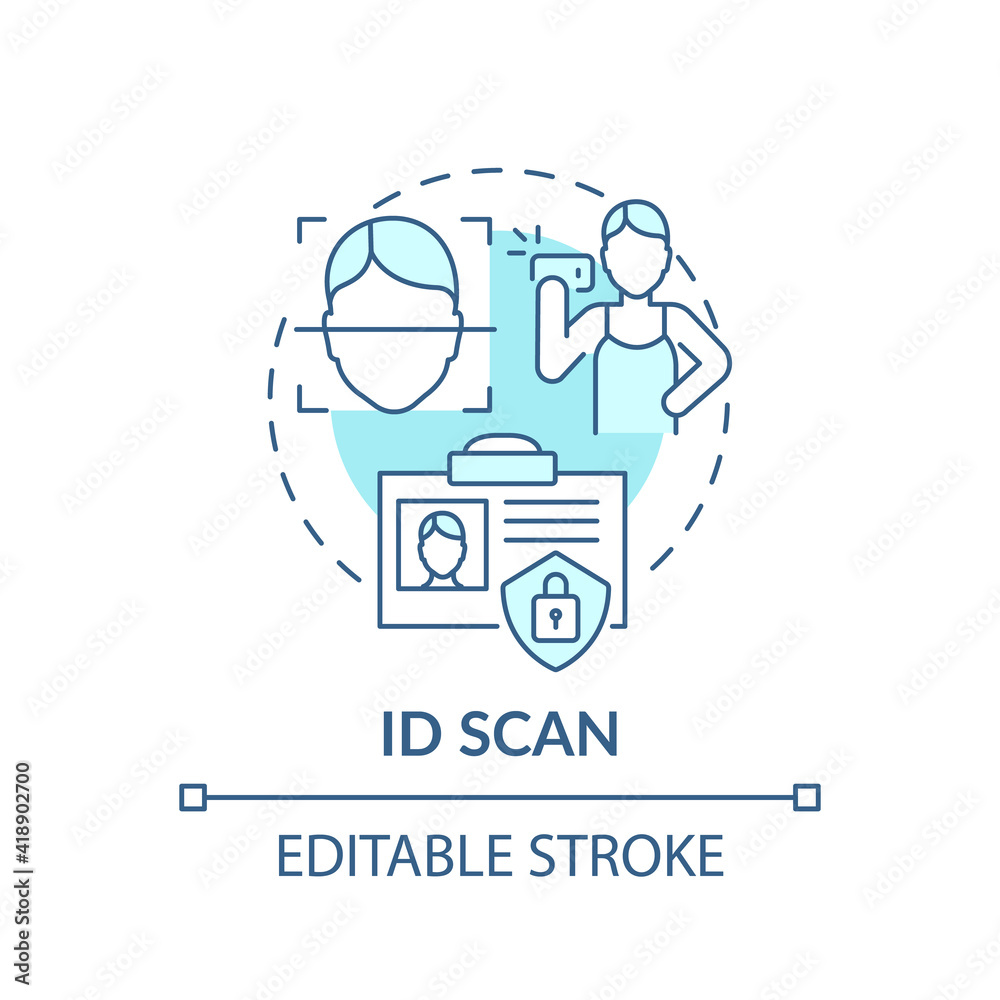 ID scan concept icon. Biometric information idea thin line illustration ...