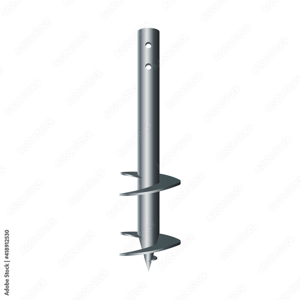 Vector illustration steel screw round pile isolated on white background ...
