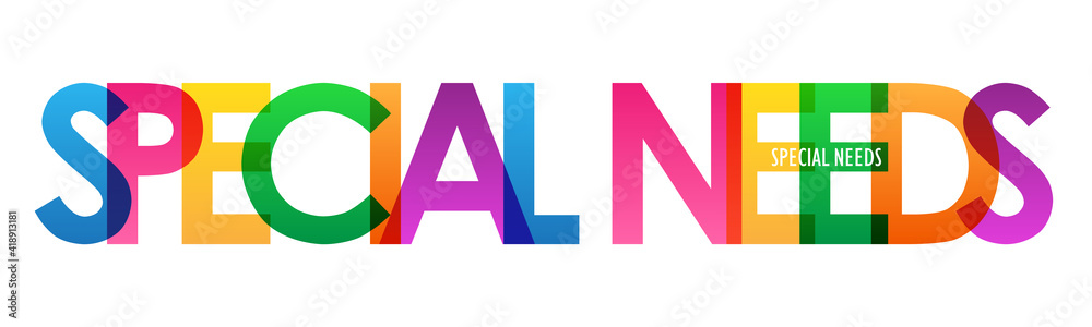 SPECIAL NEEDS colorful vector typography banner isolated on white ...