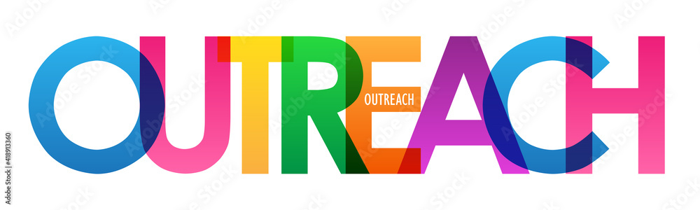 OUTREACH colorful vector typography banner isolated on white background ...