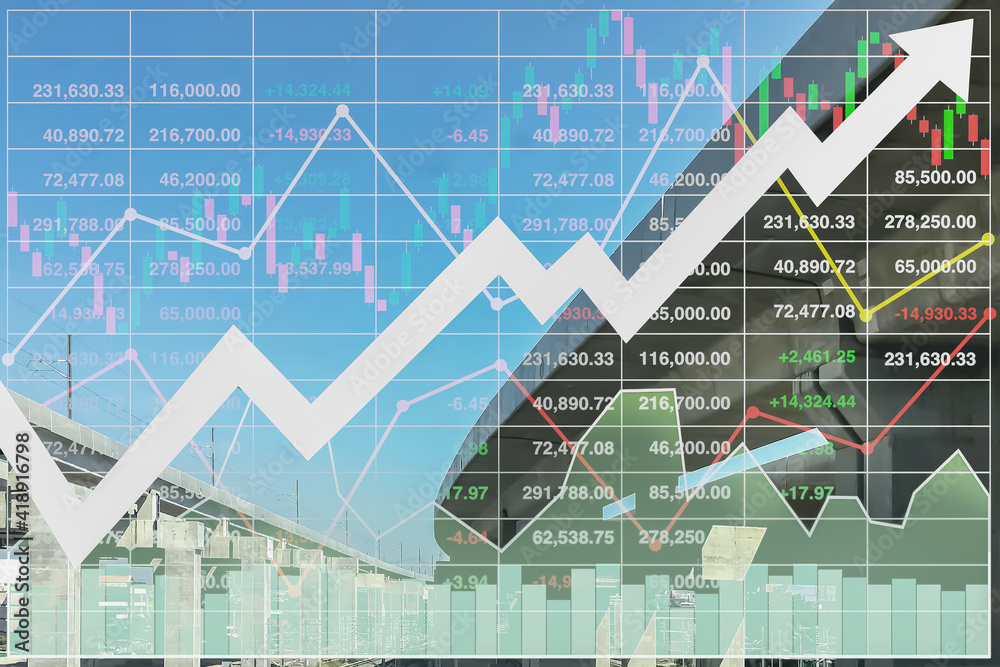Stock financial index background show data graph and chart of ...