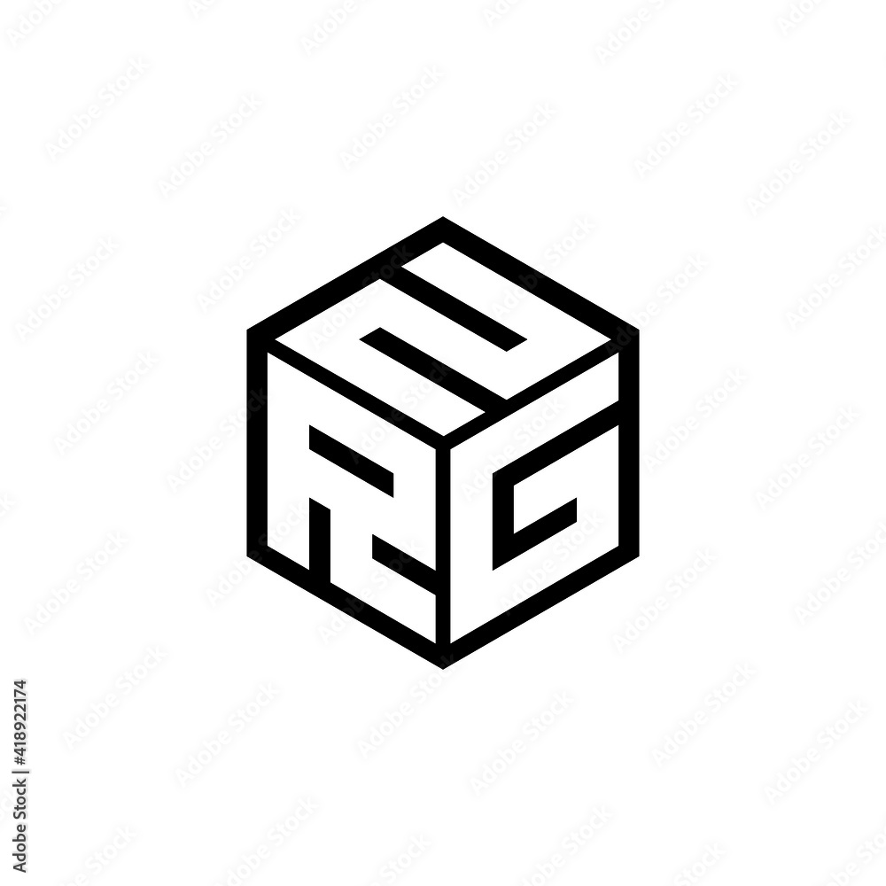 RGN letter logo design with white background in illustrator, cube logo ...
